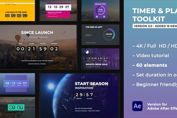 AE/PR模板-60组数字计时器倒计时动画 Timer & Player Toolkit_源酷素材网