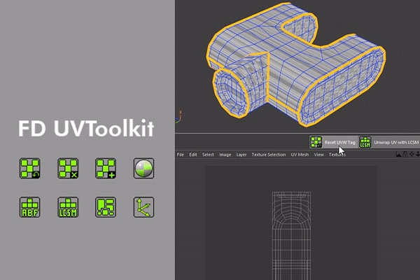 C4D插件-C4D快速展UV插件 FD UVToolkit 1.1 For C4D R23-2024_源酷素材网